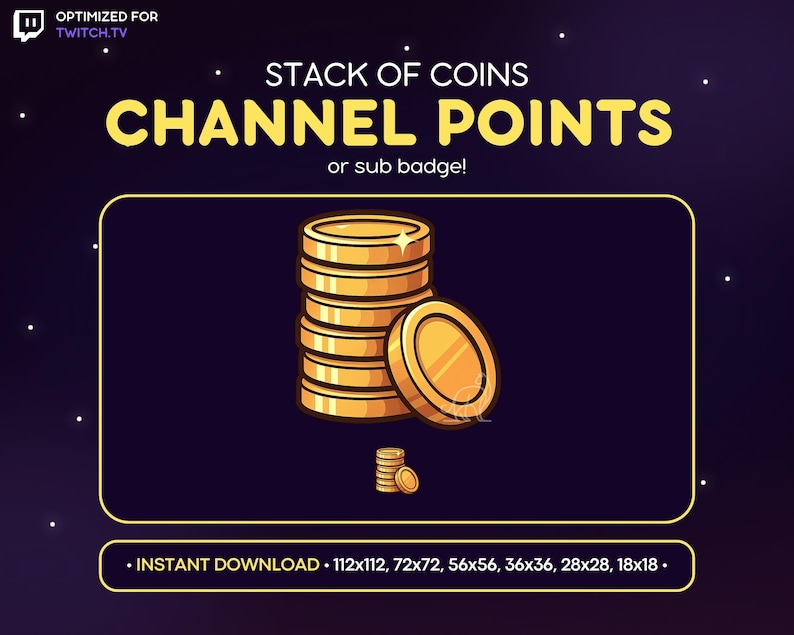 Gold Coin Stack Twitch Channel Point Icon, Sub Badge, Emote - Money ...