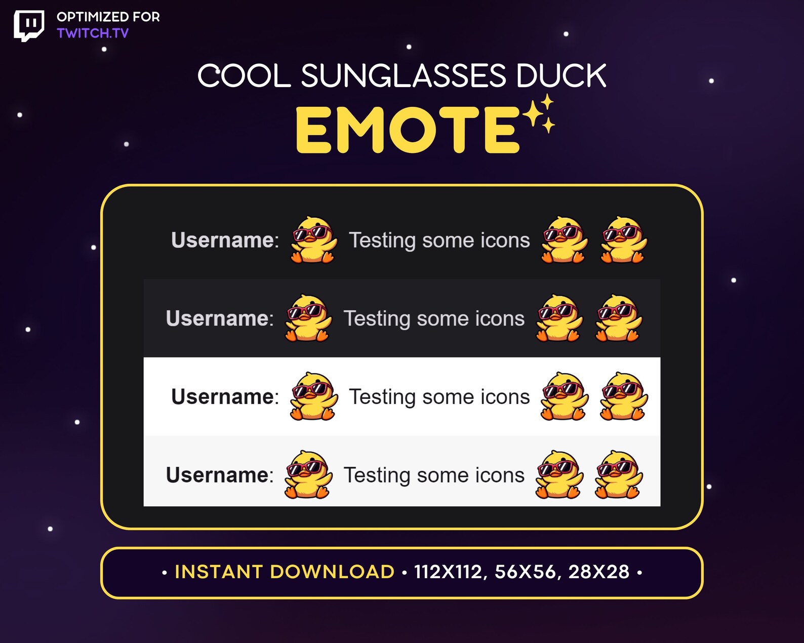 Cute Duck Twitch Emote - Cool Duck Emote, Duck Discord Emote, Gaming ...