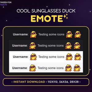 Cute Duck Twitch Emote - Cool Duck Emote, Duck Discord Emote, Gaming ...