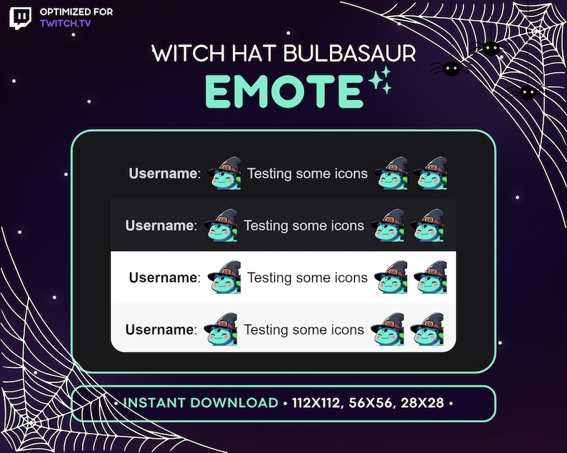 Cute Witch Hat Bulbasaur Twitch Emote Witch Bulbasaur Pokemon Emote ...