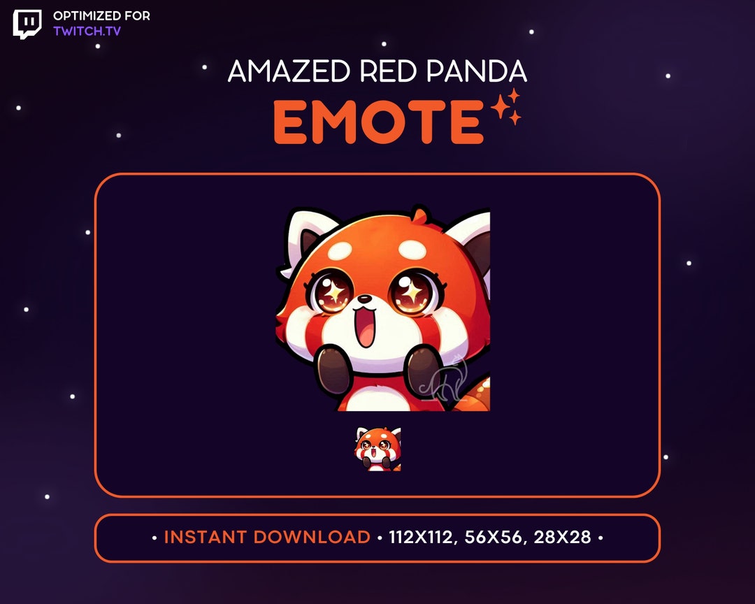 Cute Red Panda Twitch Emote - Amazed Red Panda Emote, Red Panda Discord ...