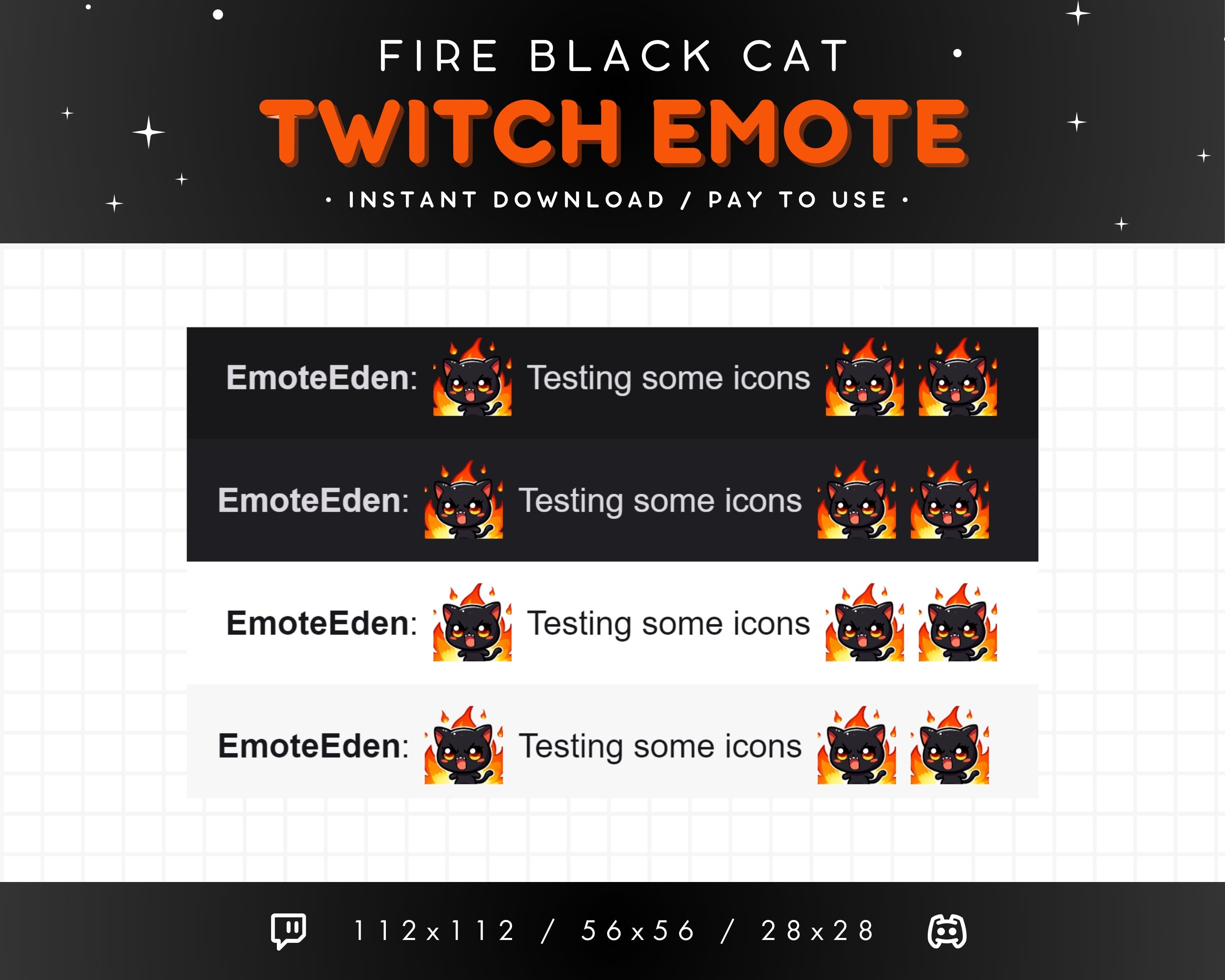 Black Cat Twitch Emote Fire Mad Rage Cat Discord Emote, Cat Streaming ...