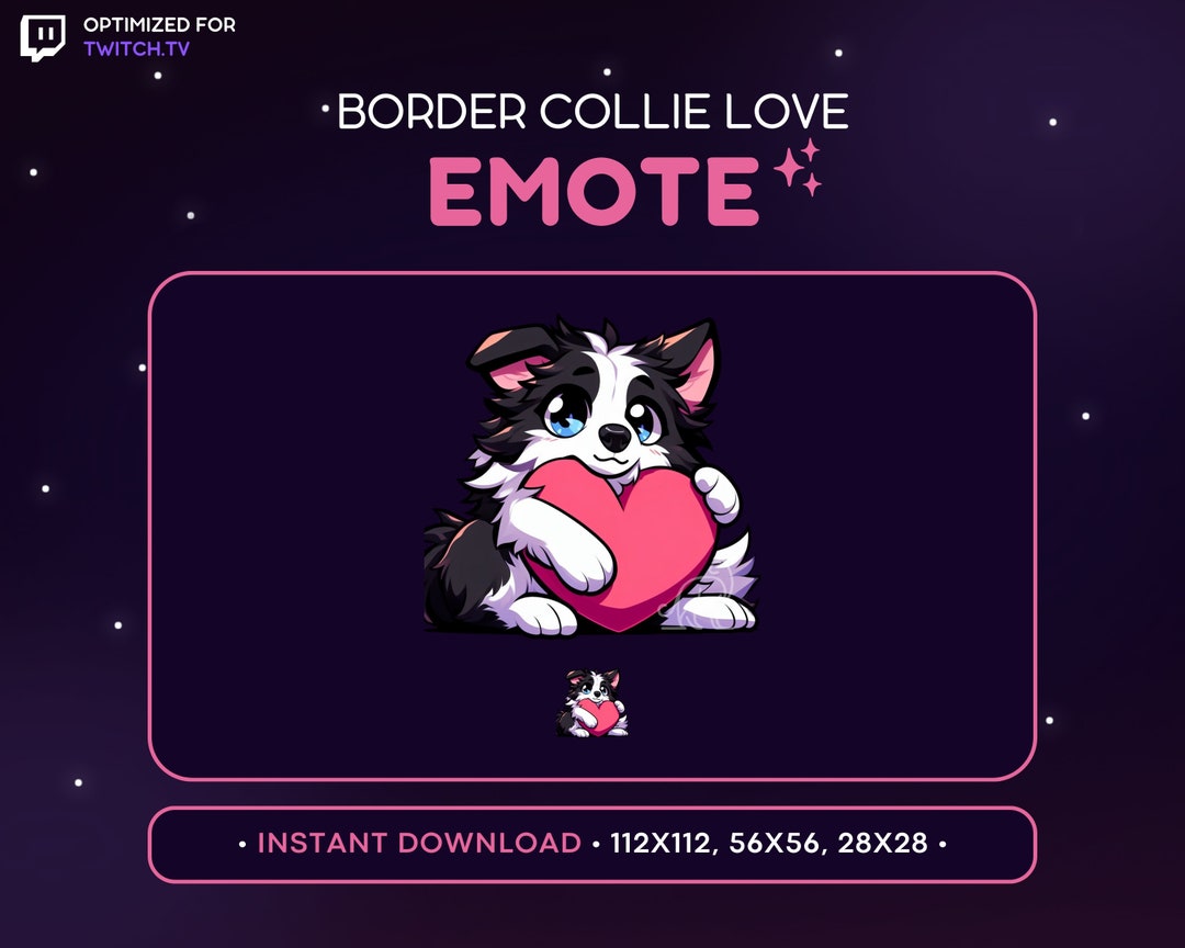 Border Collie Dog Twitch Emote Love - Heart Dog Discord Emoji, Hug ...