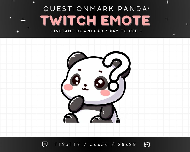 Cute Panda Twitch Emote Question Mark Panda Emote, Panda Discord Emote ...