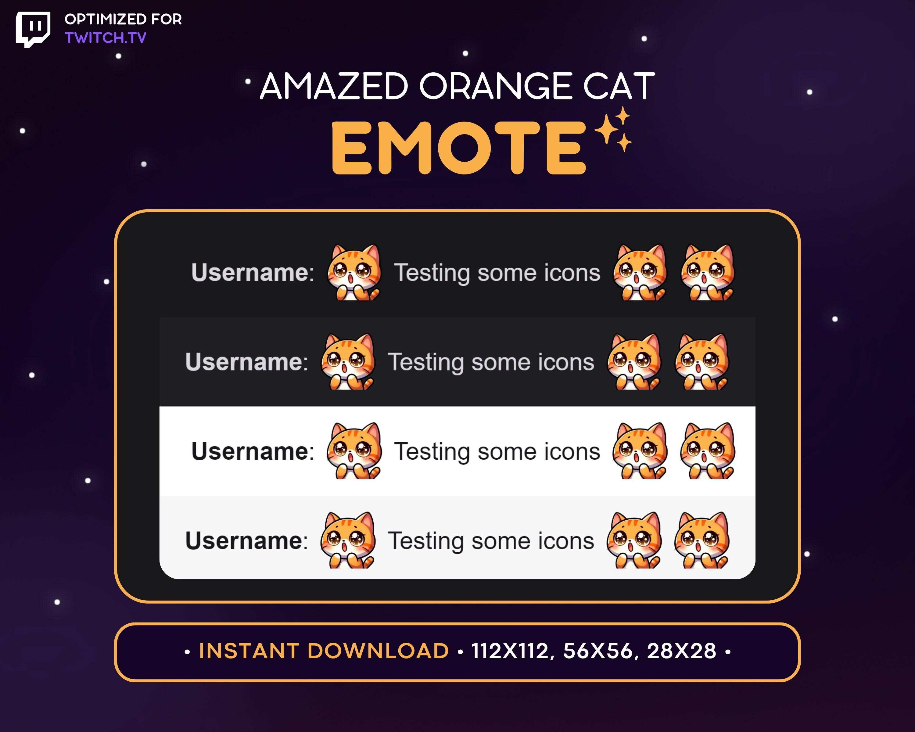 Cute Orange Cat Twitch Emote Amazed Cat Emote, Cat Discord Emote ...