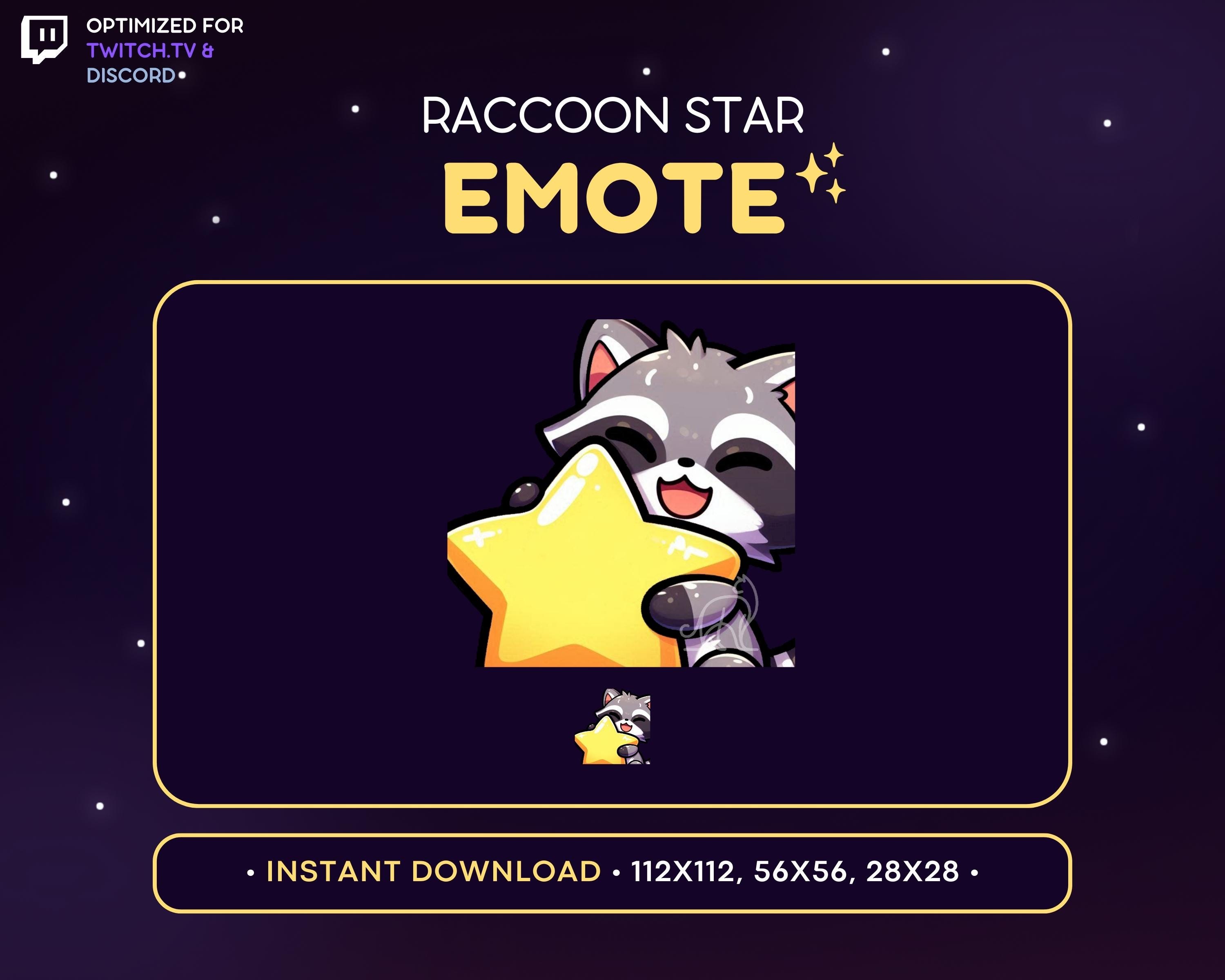 Raccoon Twitch Emote - MVP, Hugging a Star, Shiny, Proud, Discord ...