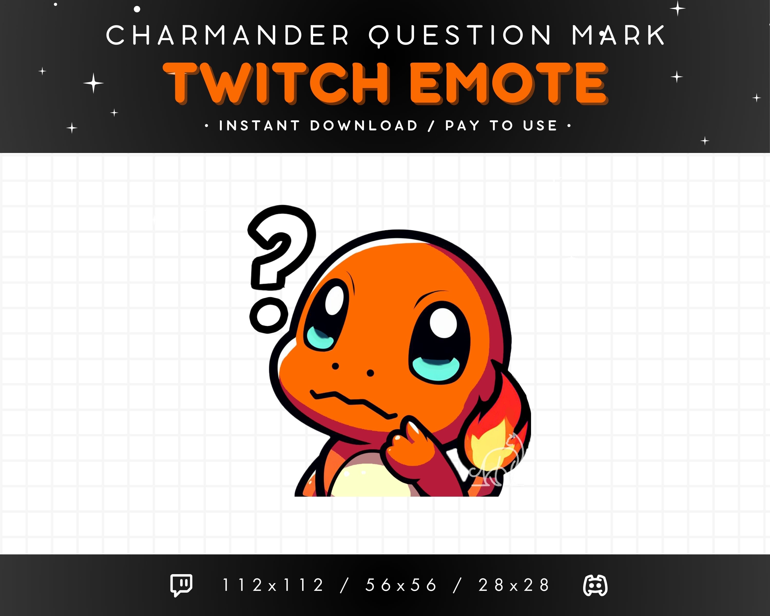 Cute Charmander Twitch Emote Question Mark Charmander Pokemon Emote ...