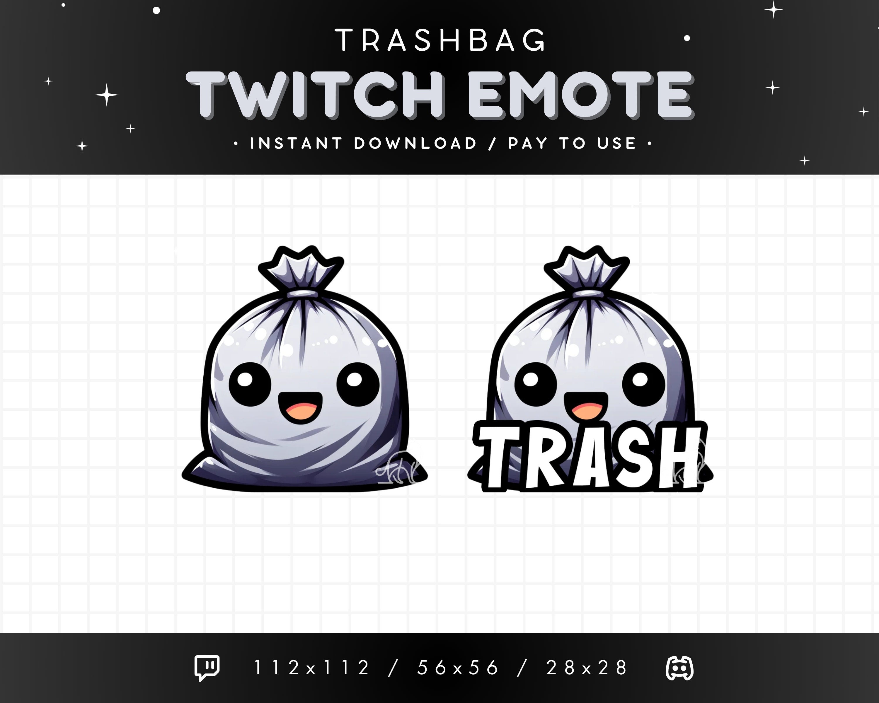 Trash Bag Twitch Emote Cute Trash Emote, Trash Discord Emote, Streaming ...