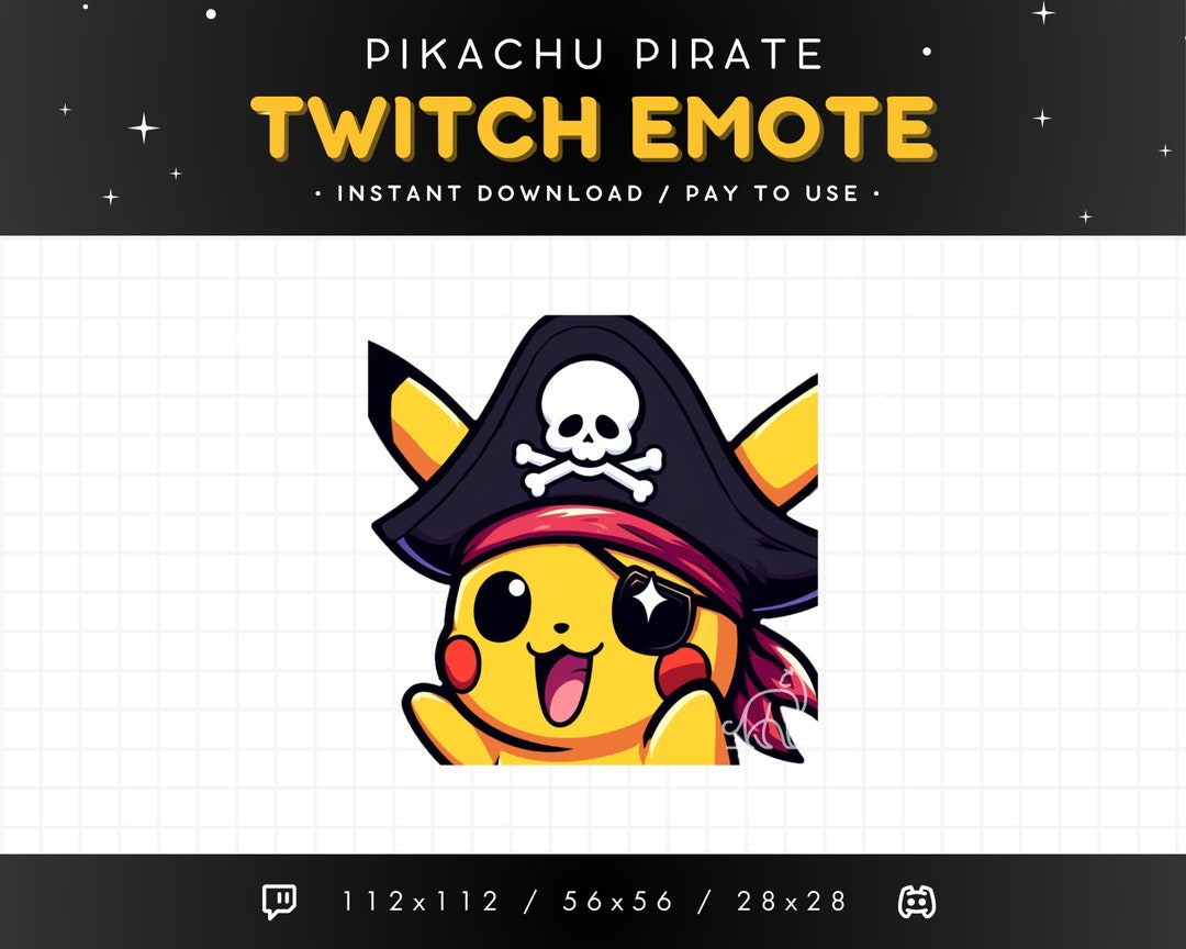 Cute Pikachu Twitch Emote Pirate Pikachu Pokemon Emote, Gaming ...