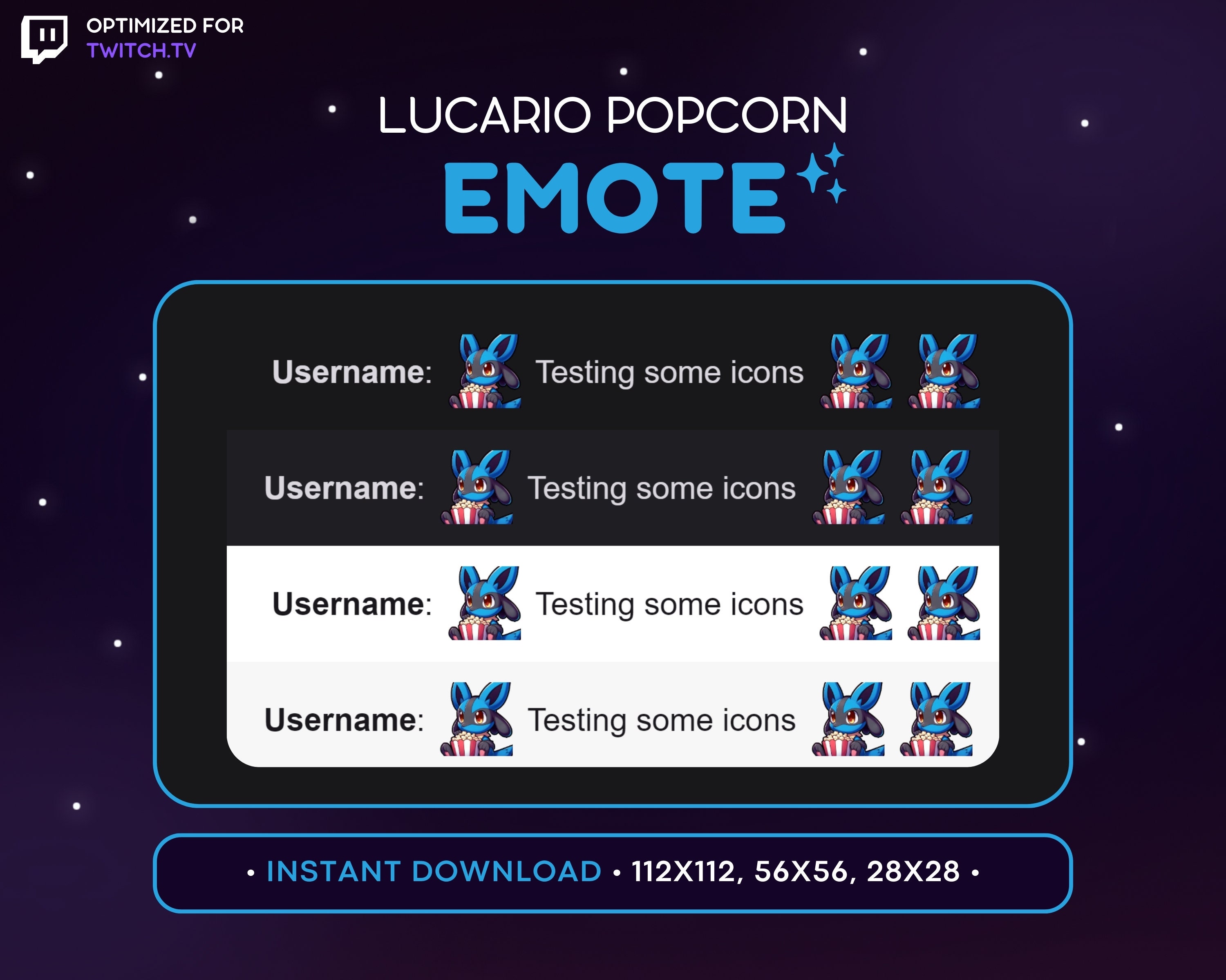 Cool Lucario Twitch Emote - Popcorn Lucario Pokemon Emote, Gaming ...