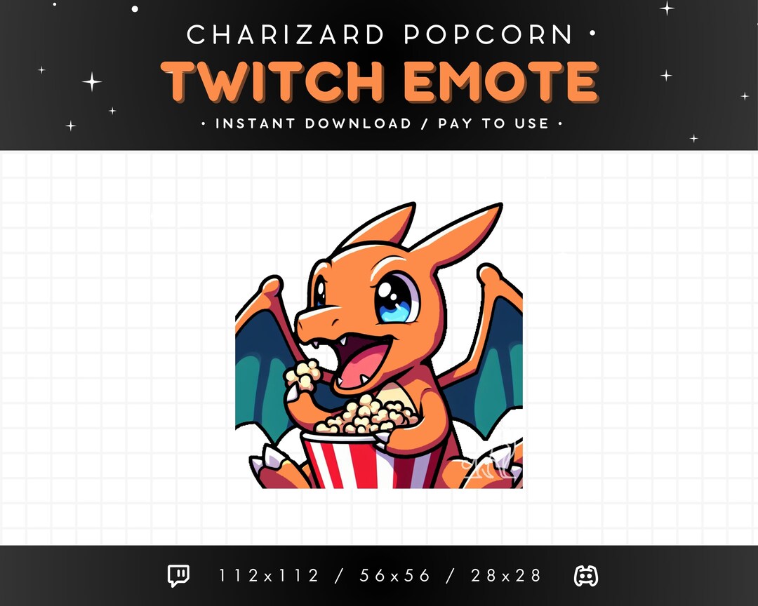 Cute Charizard Twitch Emote Popcorn Charizard Pokemon Emote, Gaming ...