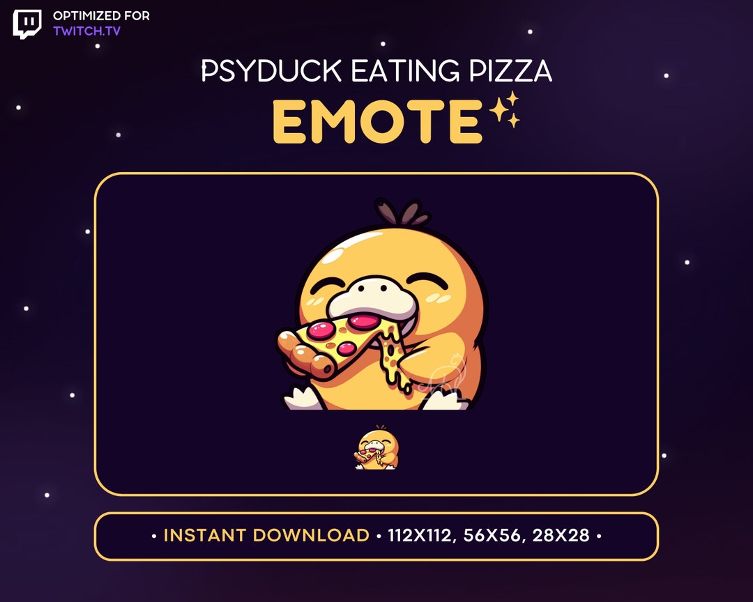 Psyduck Twitch Emote - Pizza Pokemon Discord Emoji, Food, Eating, Fast ...
