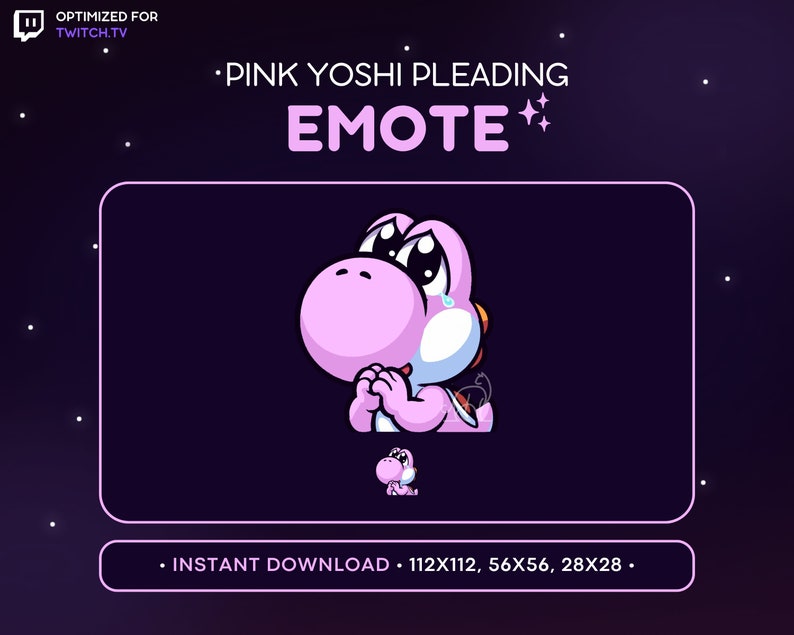Pink Yoshi Twitch Emote Pleading Yoshi Emote, Yoshi Discord Emote ...