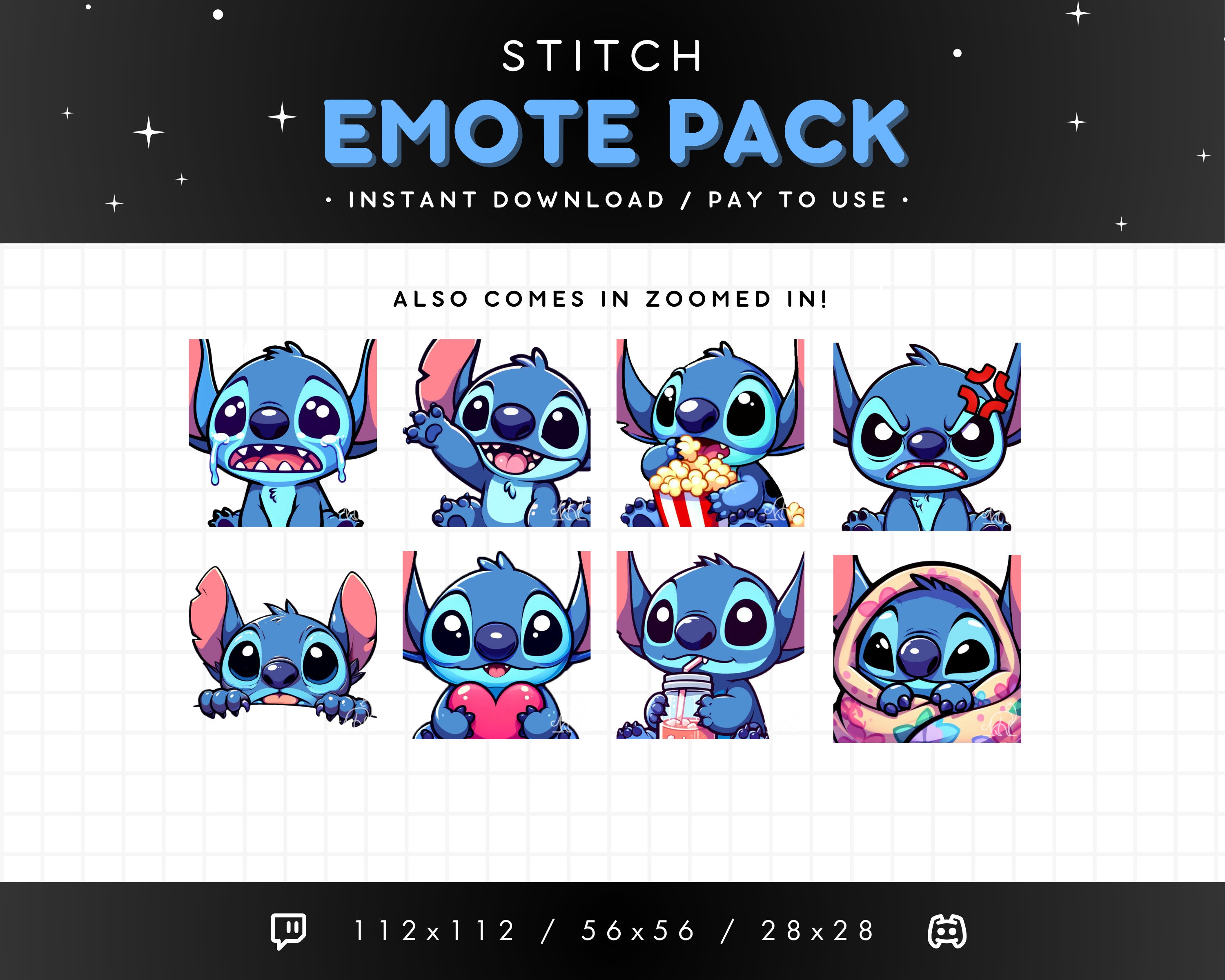 Stitch Twitch Emote Pack 8x Stitch Discord Emote, Stitch Streaming ...