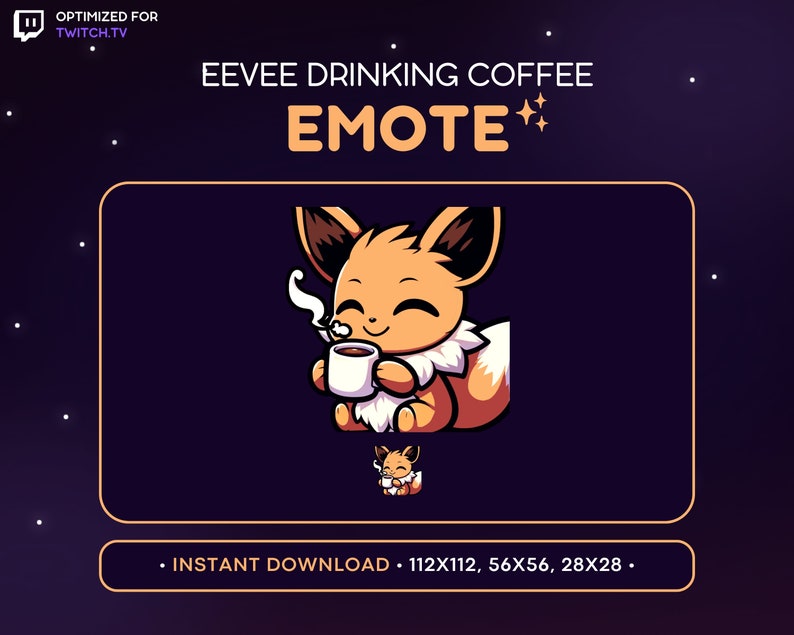 Eevee Twitch Emote - Coffee Pokemon Discord Emoji, Drink, Tea Cup, Hot ...