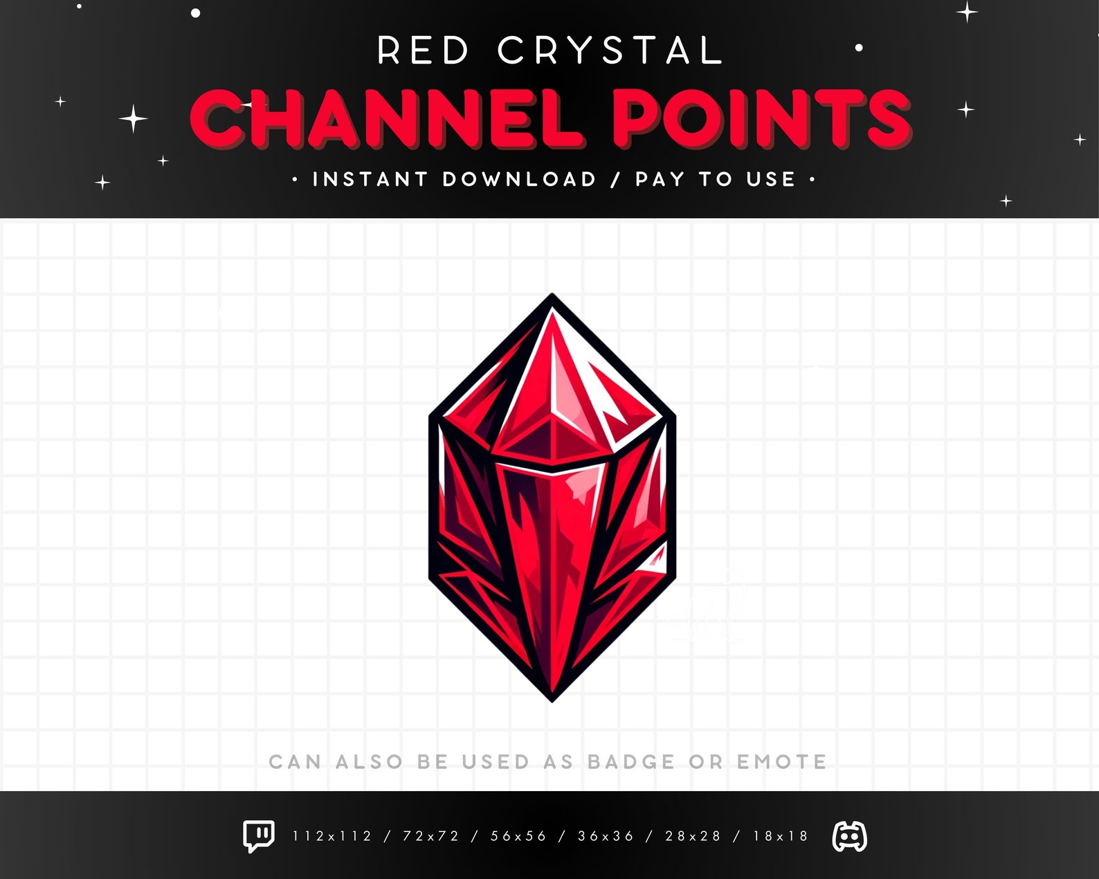 Red Crystal Twitch Channel Point Icon, Sub Badge, Emote - Crystal ...