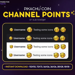 Pikachu Coin Twitch Channel Point Icon, Sub Badge, Emote - Pikachu ...