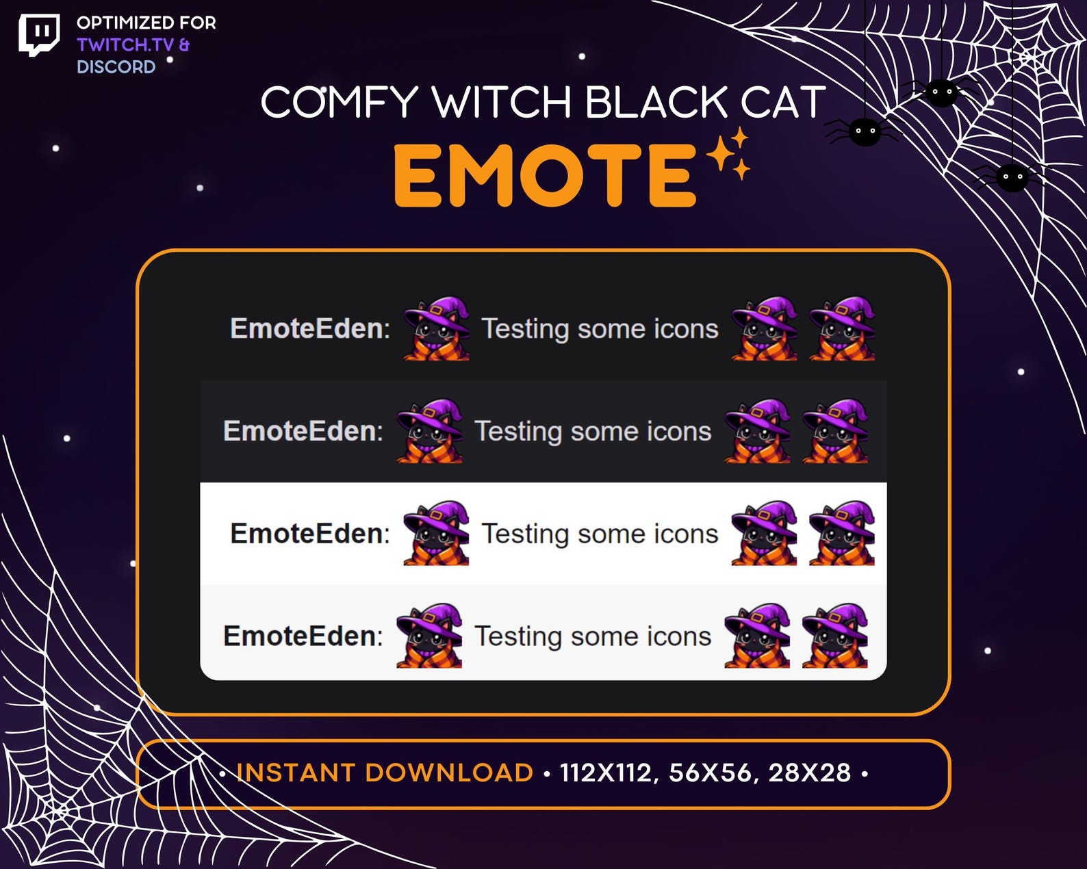 Black Cat Twitch Emote - Comfy, Witch Hat, Halloween Emote, Discord ...