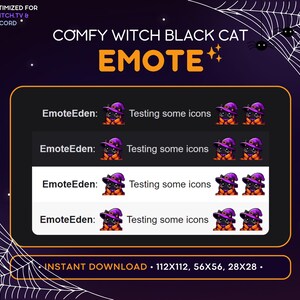 Black Cat Twitch Emote - Comfy, Witch Hat, Halloween Emote, Discord ...