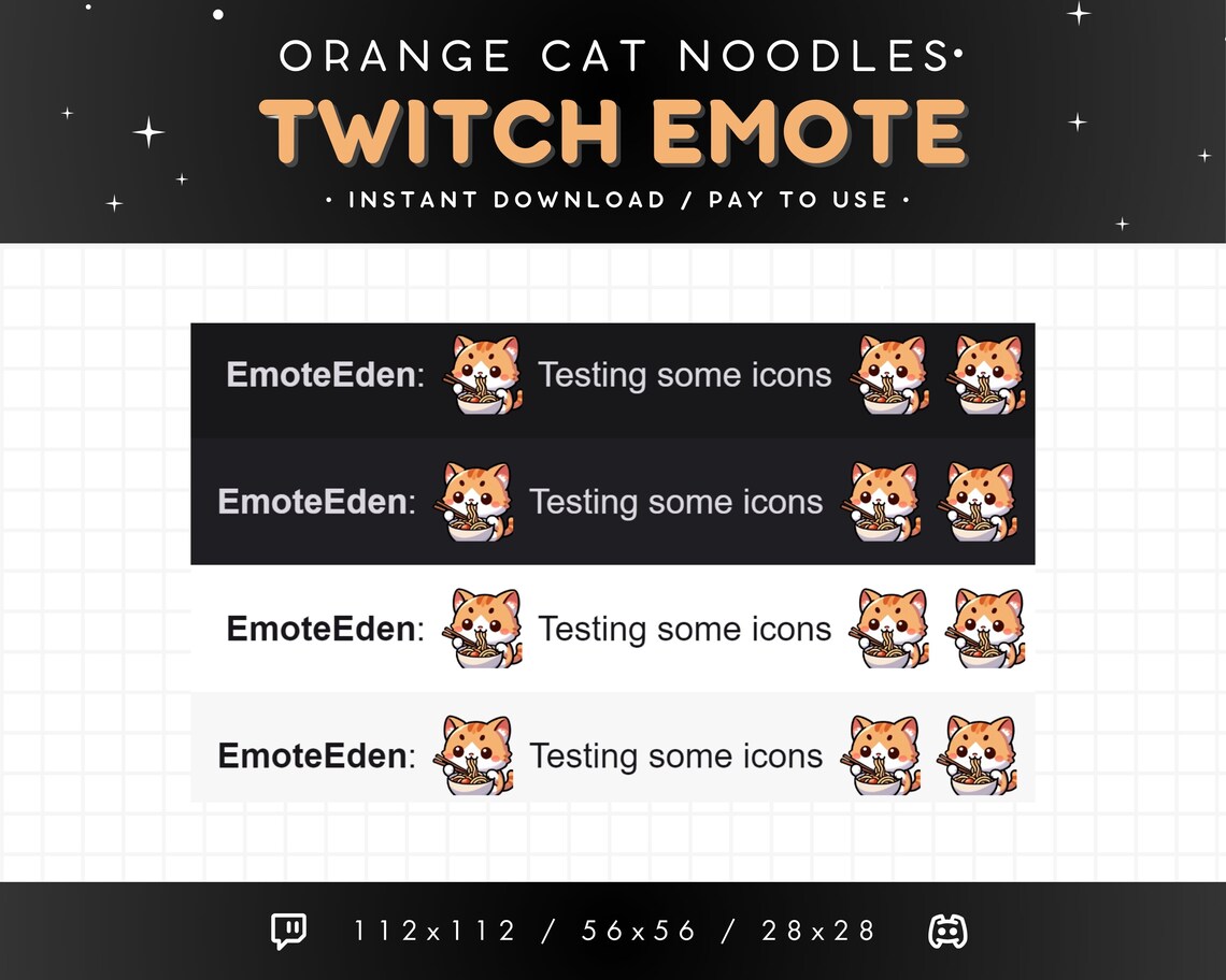 Cute Cat Twitch Emote Noodles Orange Cat Emote, Cat Discord Emote ...