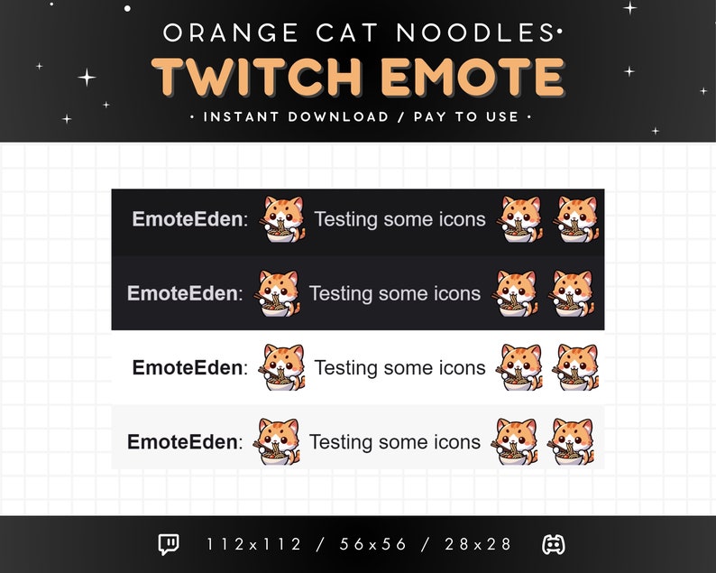 Cute Cat Twitch Emote Noodles Orange Cat Emote, Cat Discord Emote ...