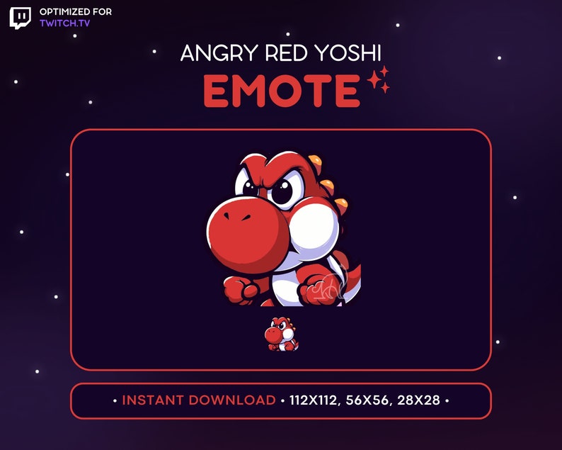 Red Yoshi Twitch Emote - Angry Yoshi Emote, Yoshi Discord Emote, Smash ...