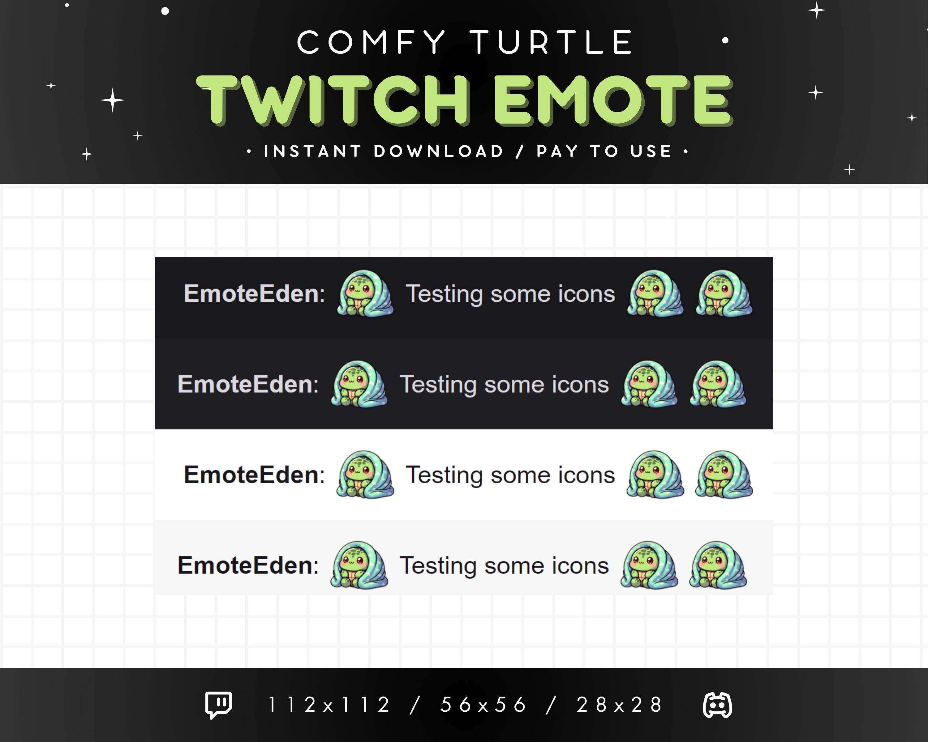 Cute Turtle Twitch Emote Comfy Turtle Emote, Turtle Discord Emote ...