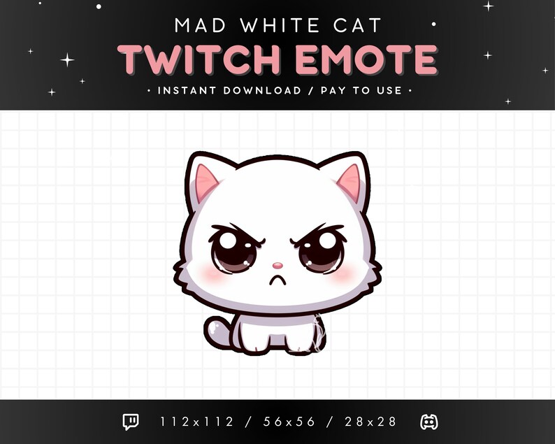 Cute Mad White Cat Twitch Emote Angry Cat Emote, Cat Discord Emote ...