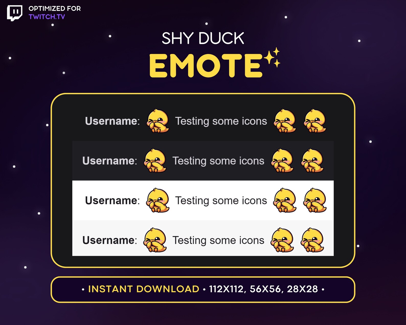 Cute Duck Twitch Emote Shy Duck Emote, Duck Discord Emote, Gaming, Streaming Assets, Emoji ...