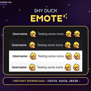 Cute Duck Twitch Emote - Shy Duck Emote, Duck Discord Emote, Gaming, Streaming Assets, Emoji ...