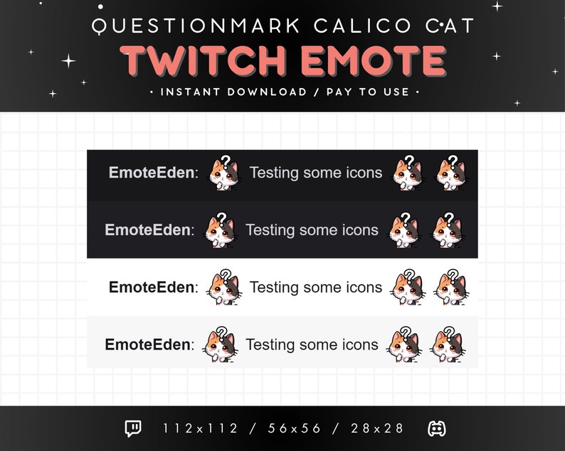 Cute Calico Cat Twitch Emote Question Mark Cat Emote, Cat Discord Emote ...