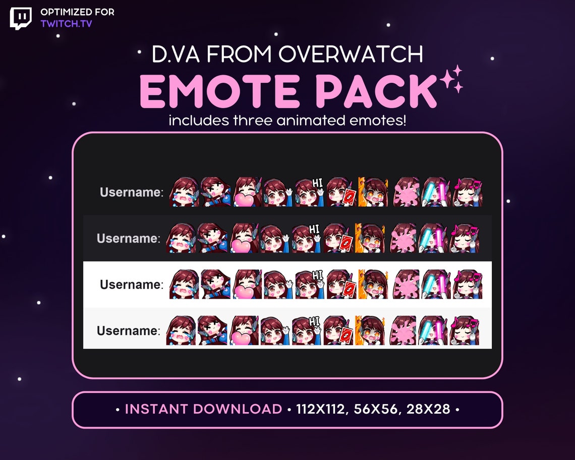 Overwatch D.va Twitch Emote Pack 9x Dva Discord Emote, Streaming Assets, Dv.a Animated Emote ...
