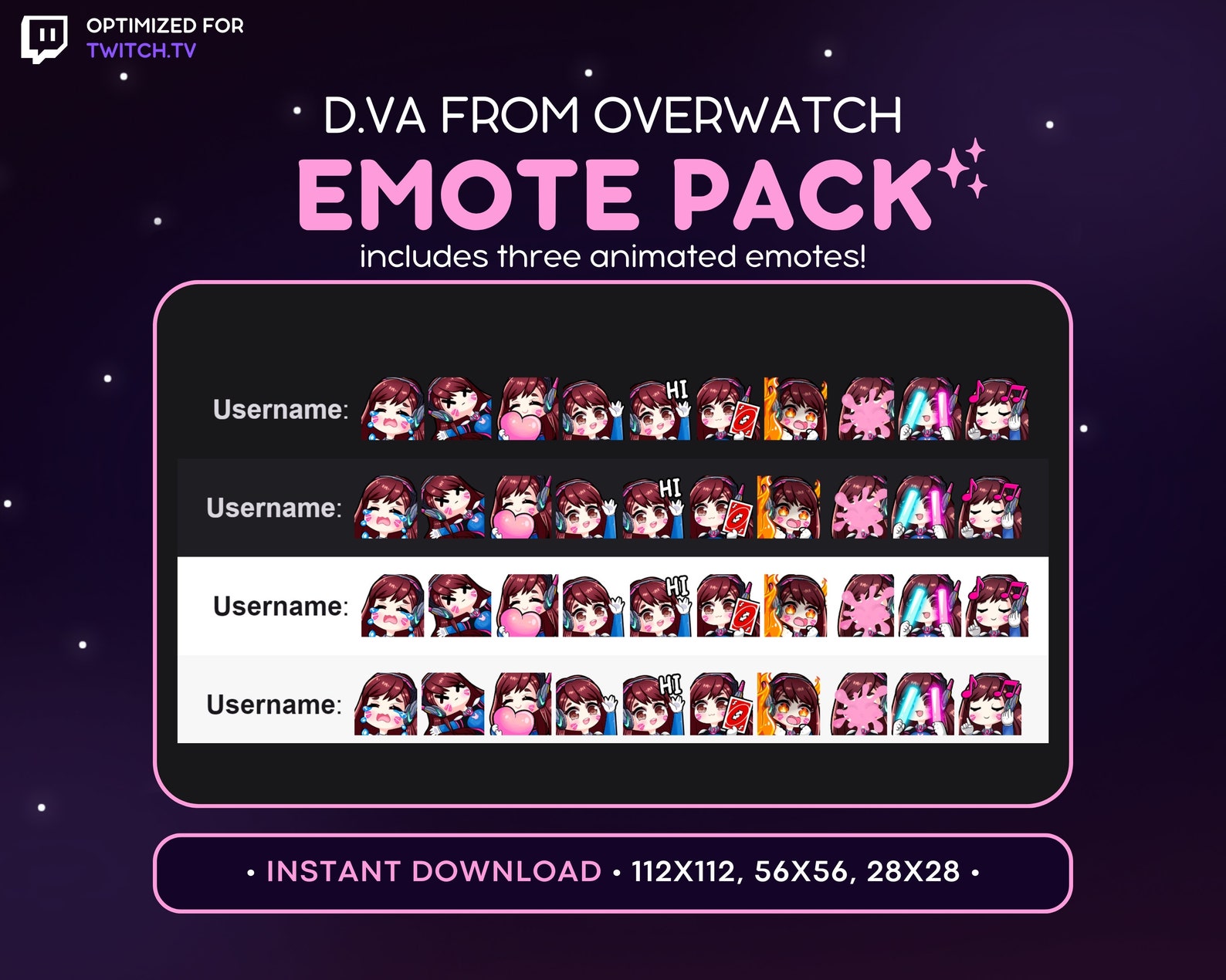 Overwatch D.va Twitch Emote Pack 9x Dva Discord Emote, Streaming Assets ...
