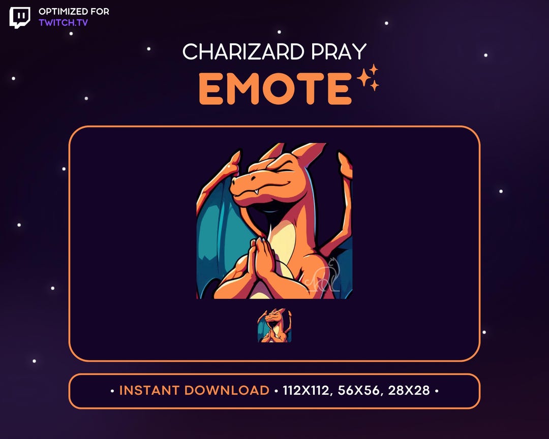 Charizard Twitch Emote - Pray Charizard Pokemon, Discord Server Emote ...