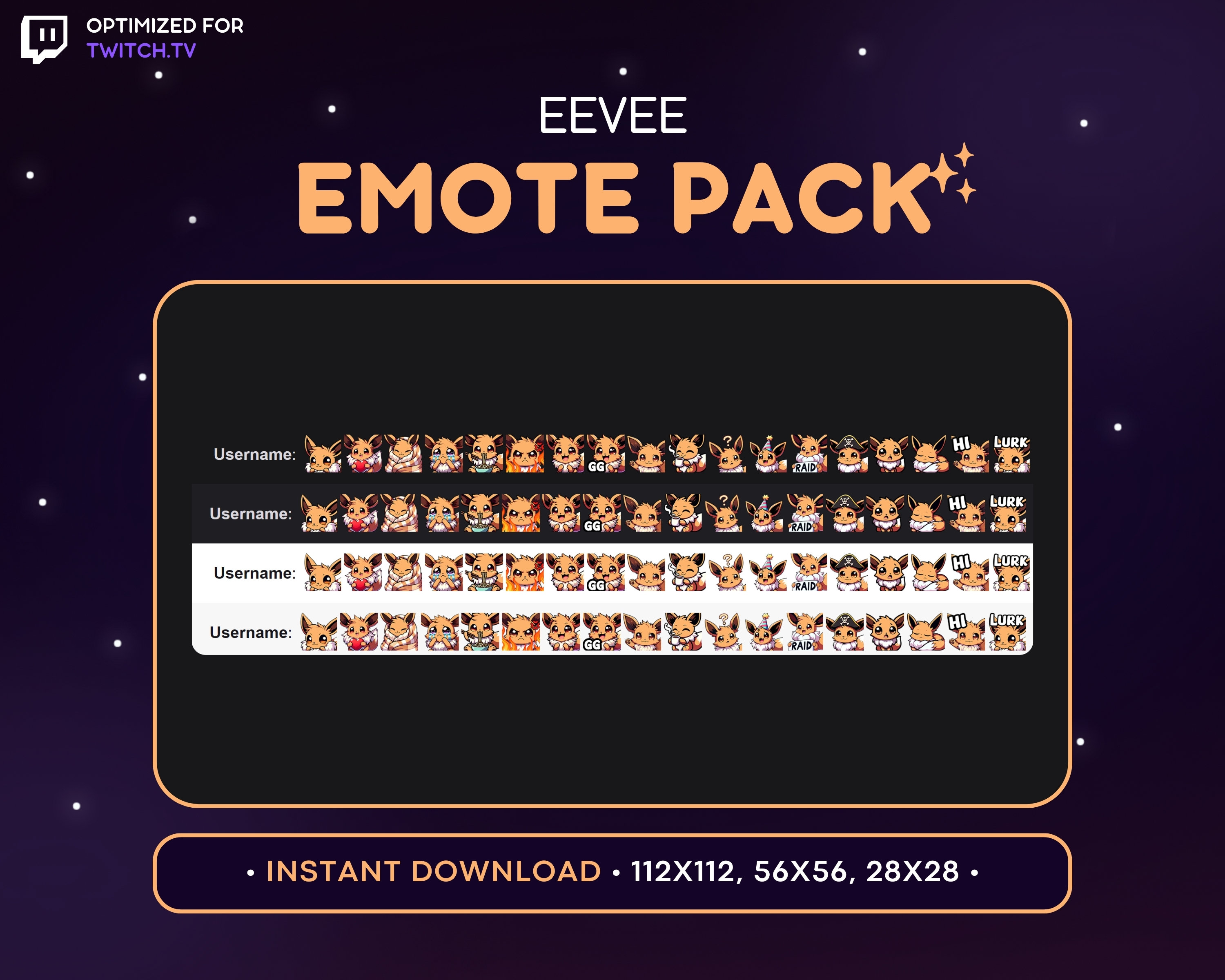 Cute Eevee Twitch Emote Pack 15x - Eevee Pokemon Emote, Gaming ...