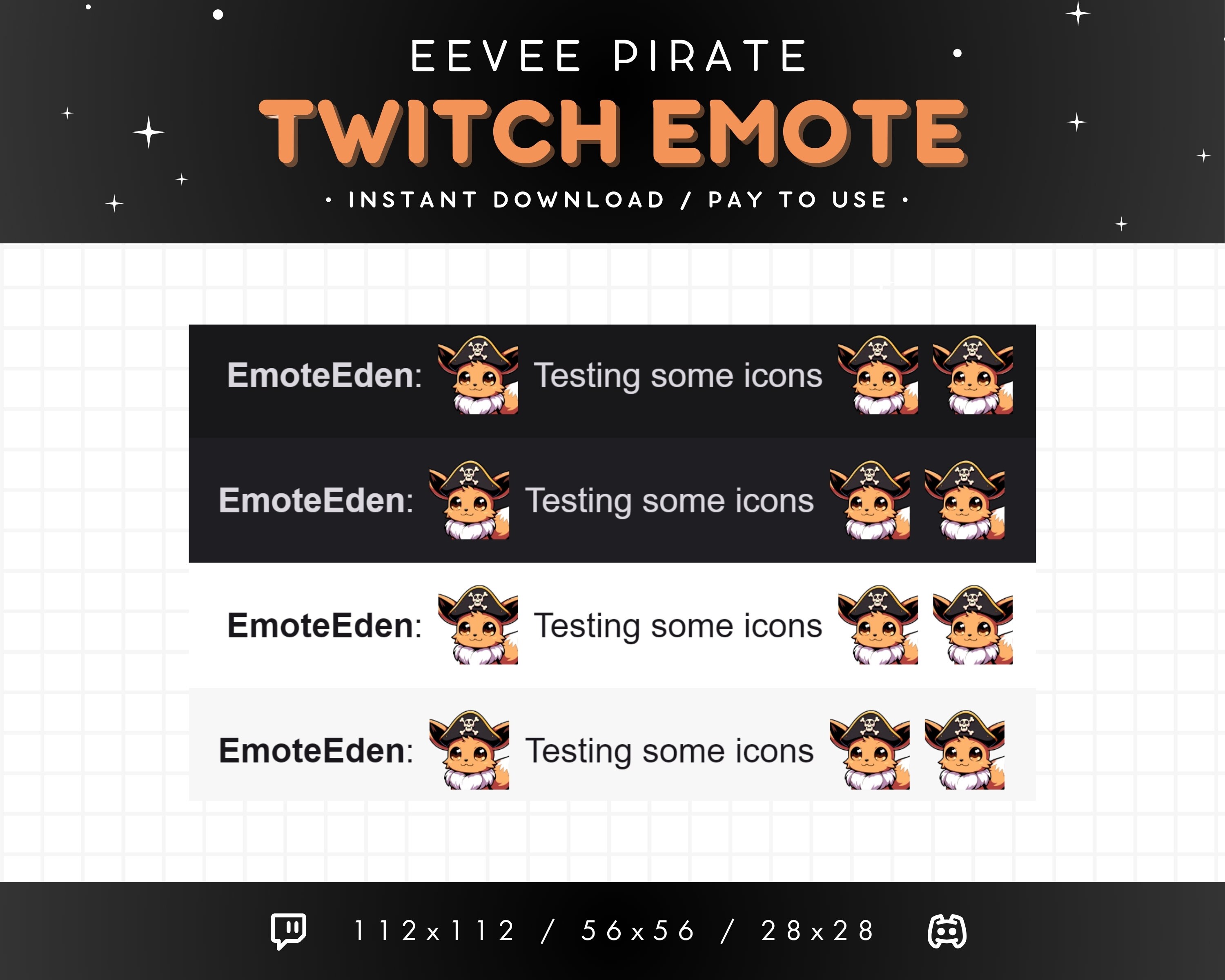 Cute Eevee Twitch Emote Pirate Pokemon Eevee Emote, Gaming, Streaming ...