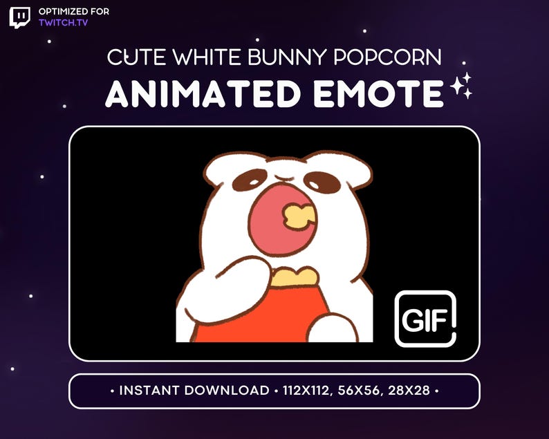 ANIMATED White Bunny Popcorn Emote - Discord Emoji, Sticker GIF Funny ...