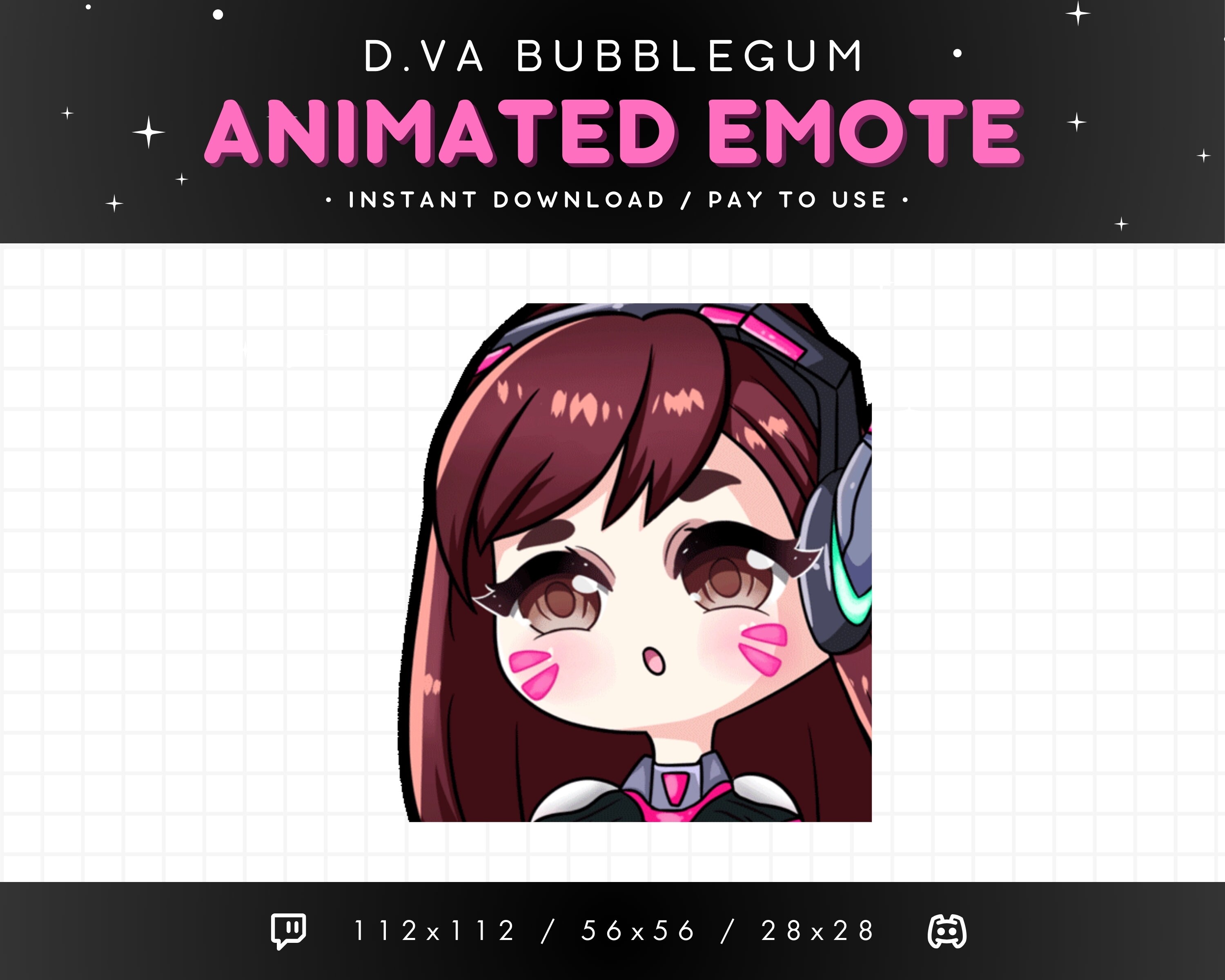 D.va Bubblegum Animated Emote Animated Twitch Emote, Streaming Assets ...