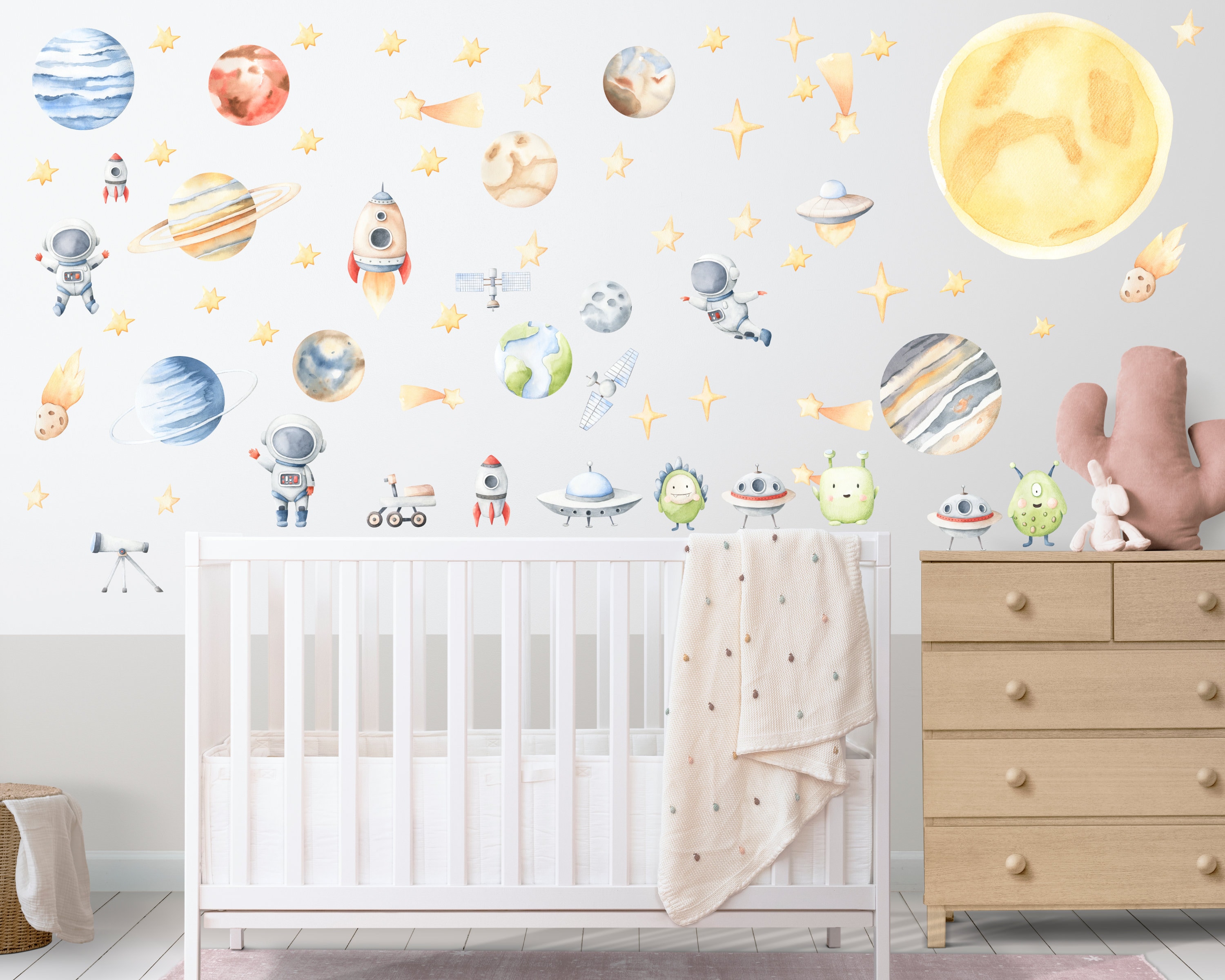 Space Wall Decals, Solar System Wall Sticker, Nursery Solar System ...