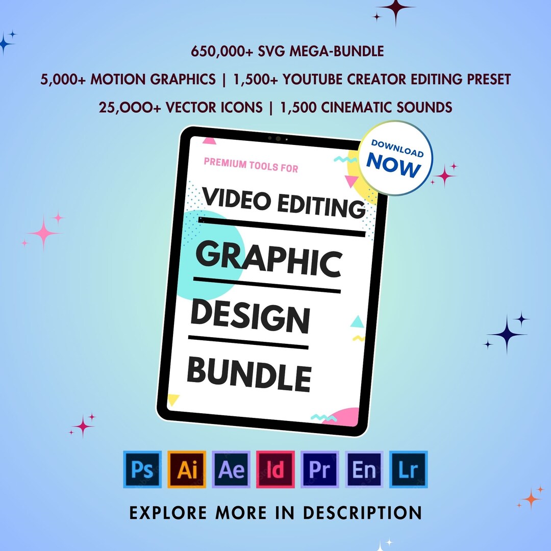 All in One Graphic Design and Video Editing Bundle Digital Downloads ...