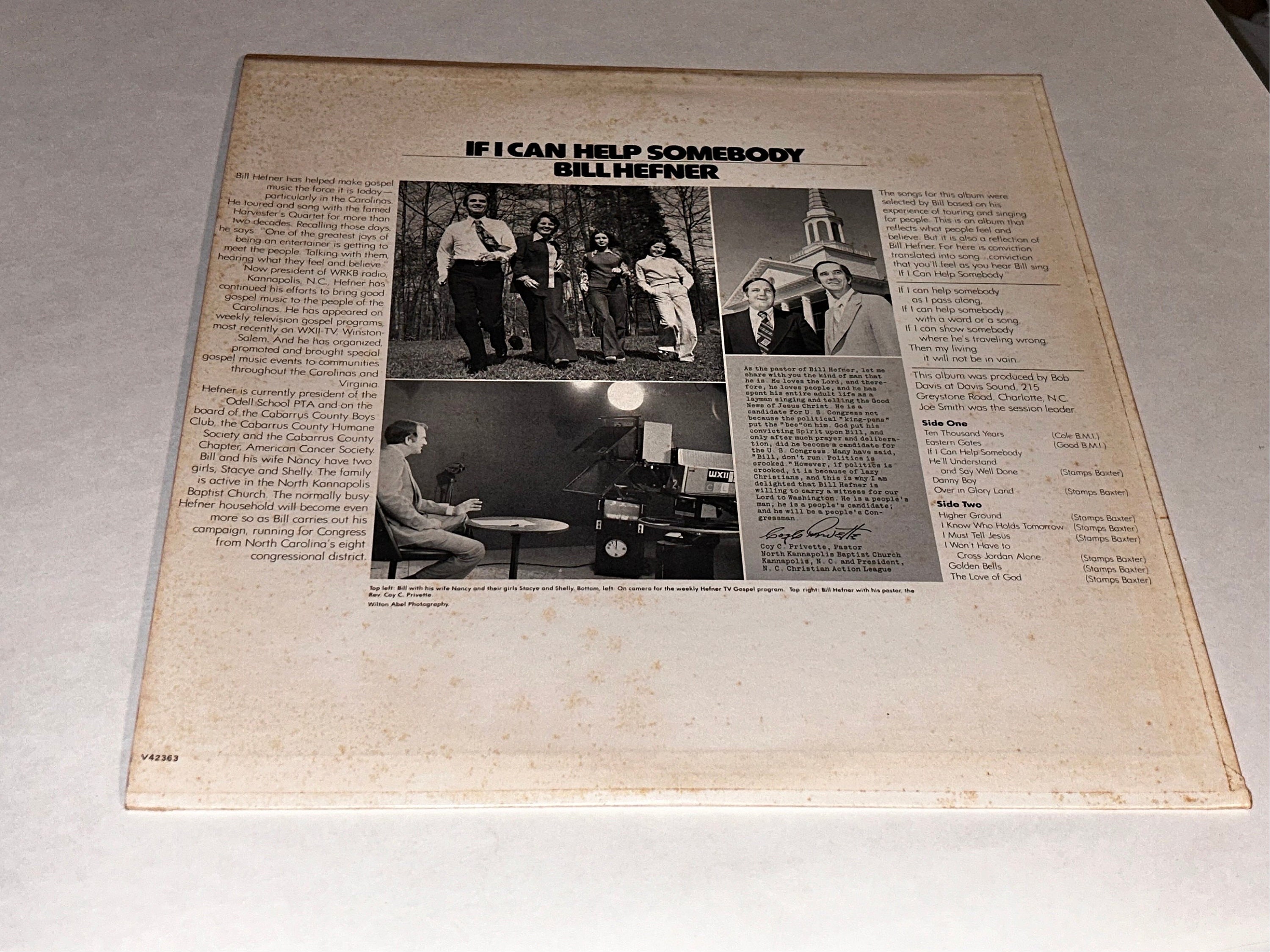 Bill Hefner If I Can Help Somebody Southern Gospel Music Vinyl Record ...