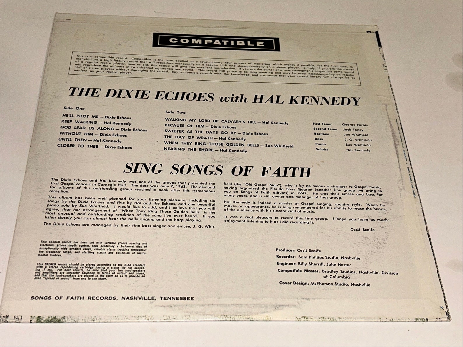 Lp Dixie Echoes Quartet Sing Songs of Faith Southern Gospel Music Vinyl ...