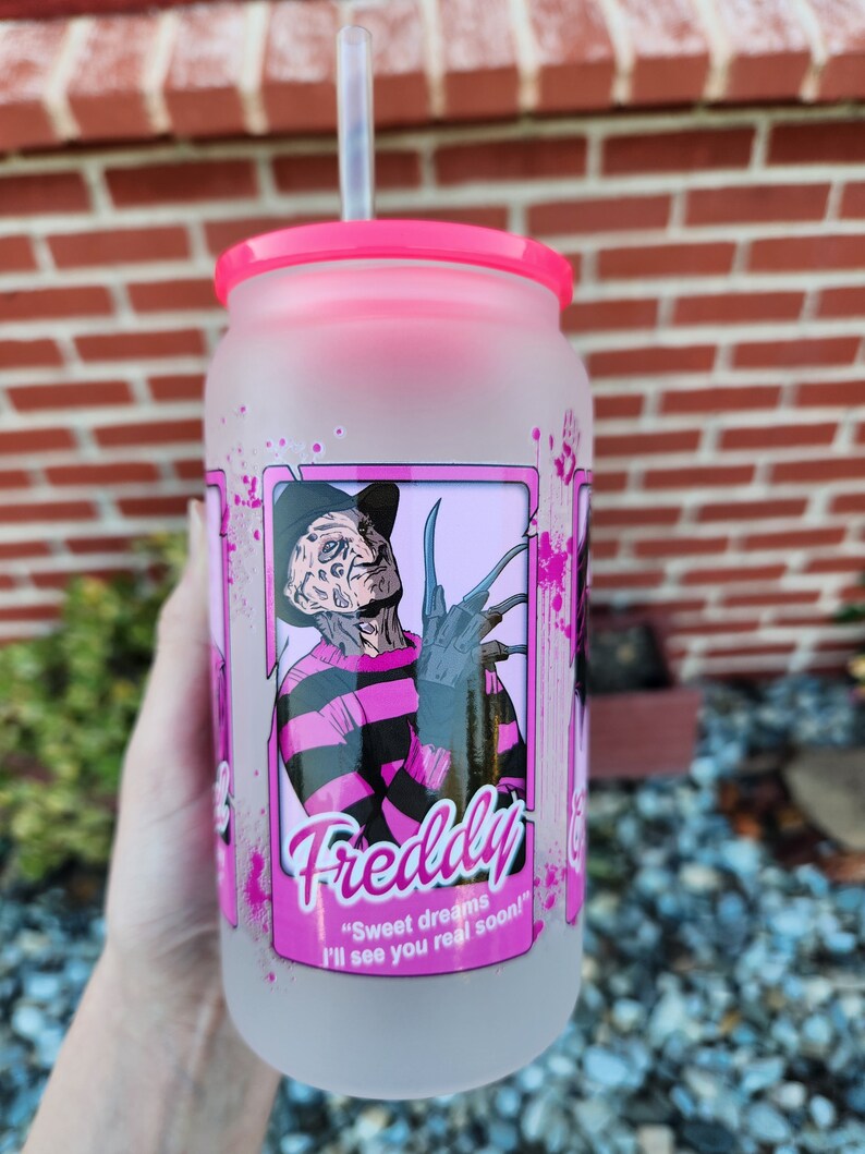 Pink Scary Classics, Glass Can, Horror Classics, Jason, Freddy, Mike ...