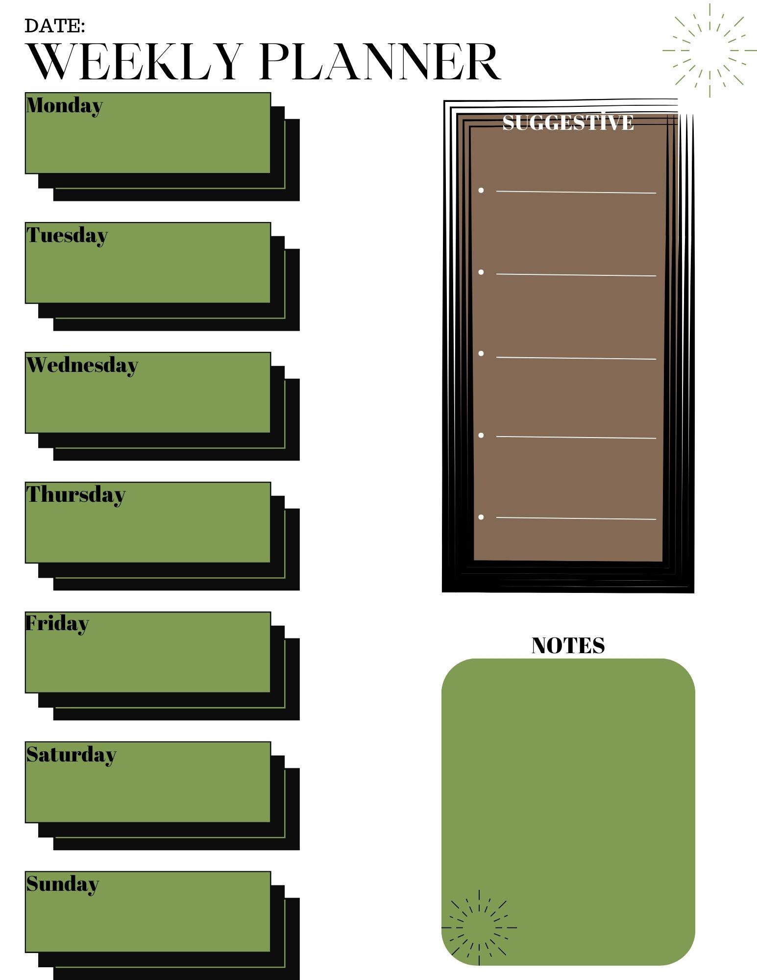 Planner Daily and Weekly Point the Glowing Light Bulb on Your Head ...