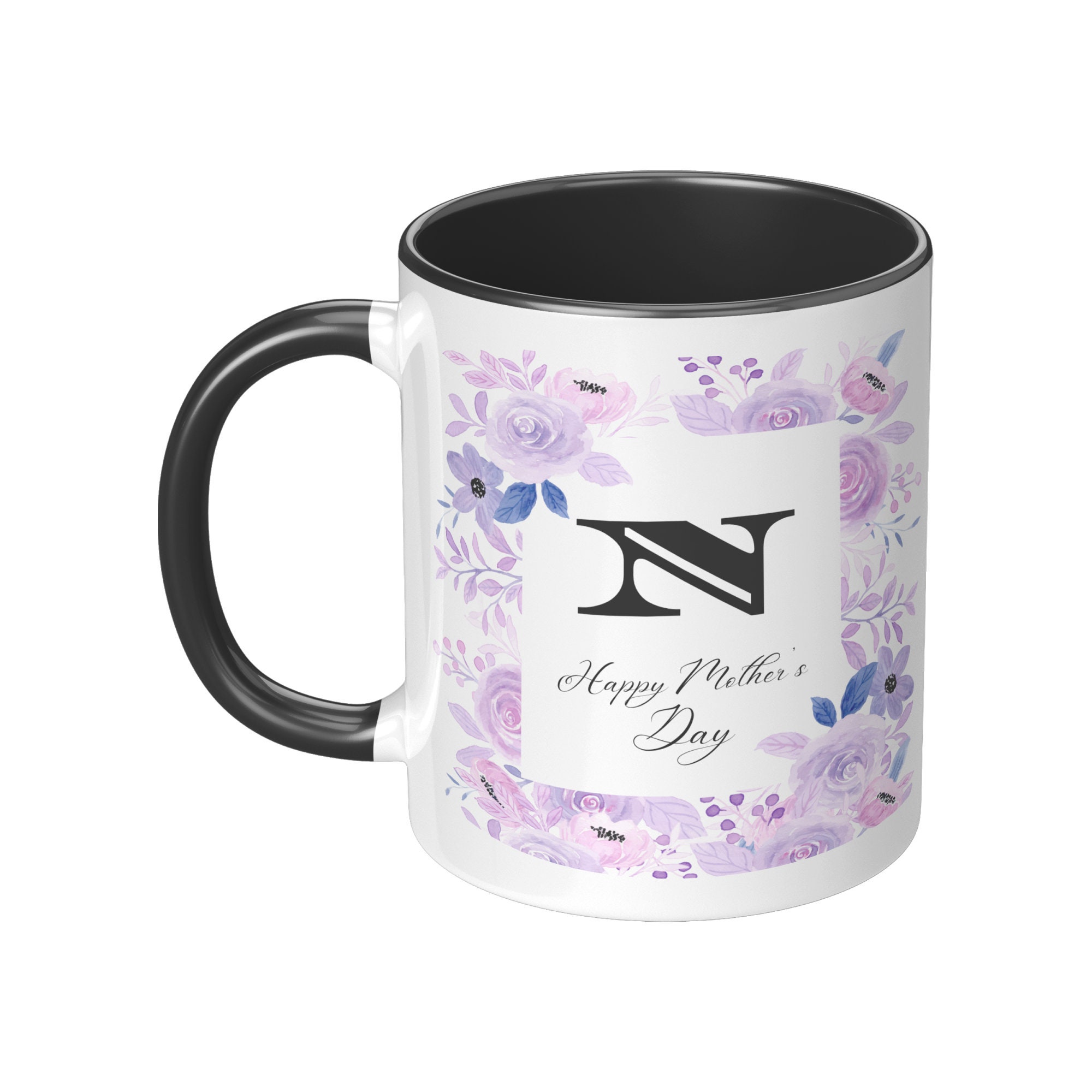 Female Mug, Floral Design Gift, Letter N Mug, Mother's Day Mug, Mug ...