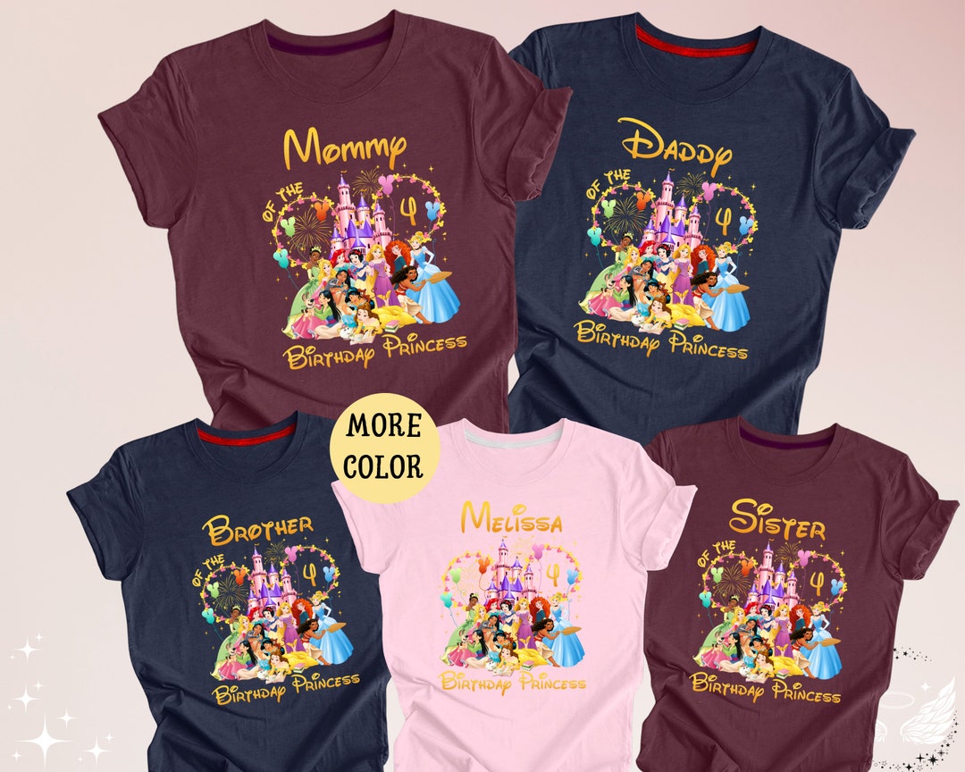 Custom Disney Princesses Birthday Party Shirt, Disney Princesses Birthday Family Party Shirt ...