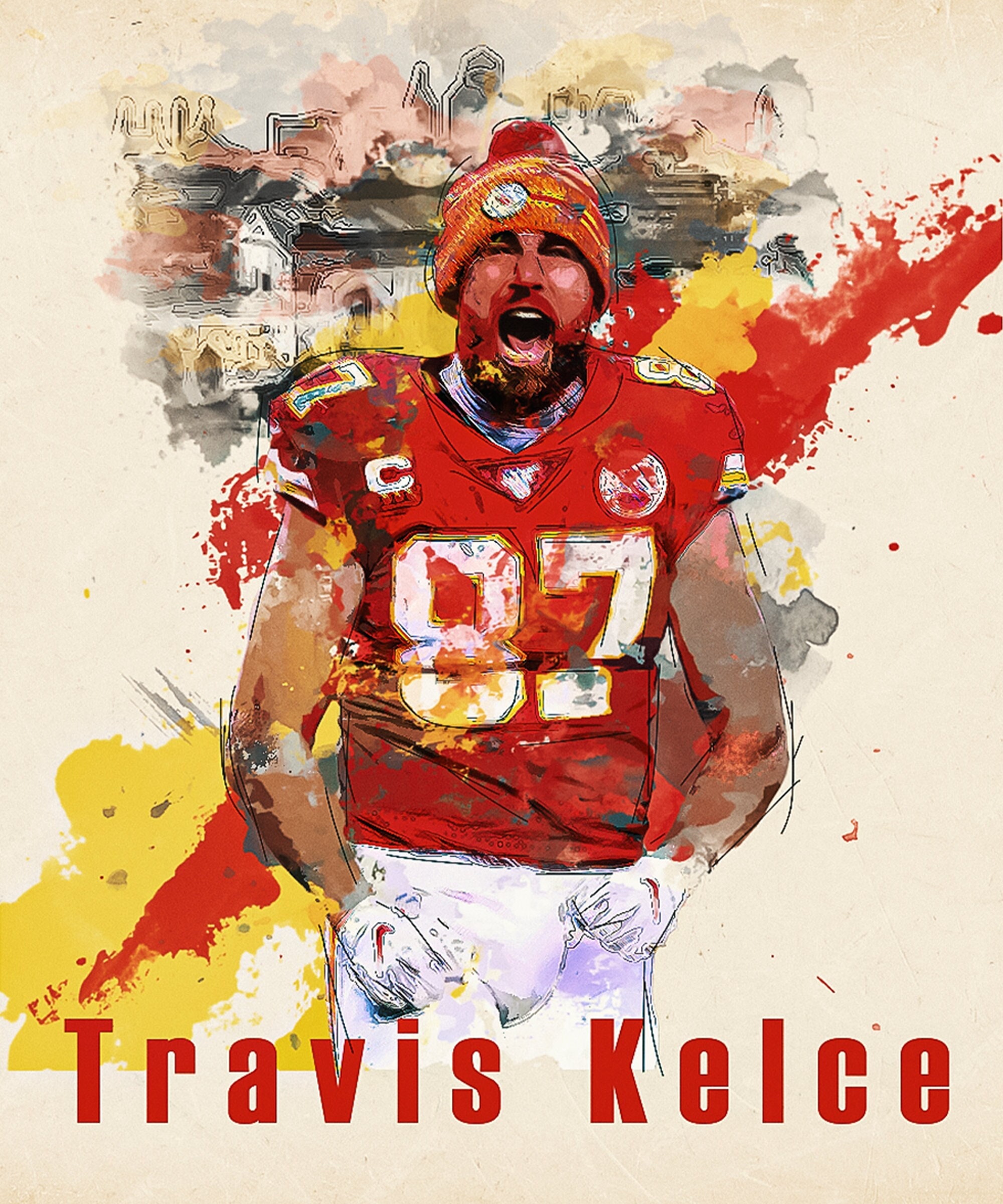 Travis Kelce, Poster, Wall Art Printable, Kansas City Chiefs, Digital ...