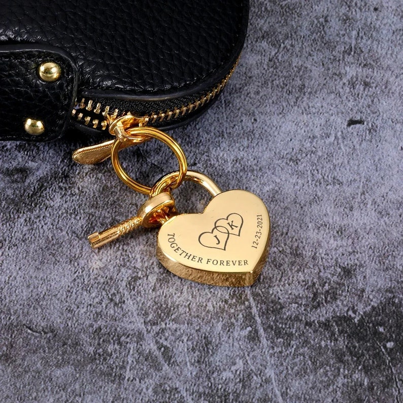Customized Initials Padlock Key Valentine's Day Love Lock Personalized ...