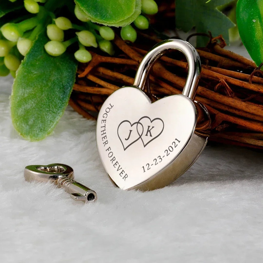 Customized Initials Padlock Key Valentine's Day Love Lock Personalized ...