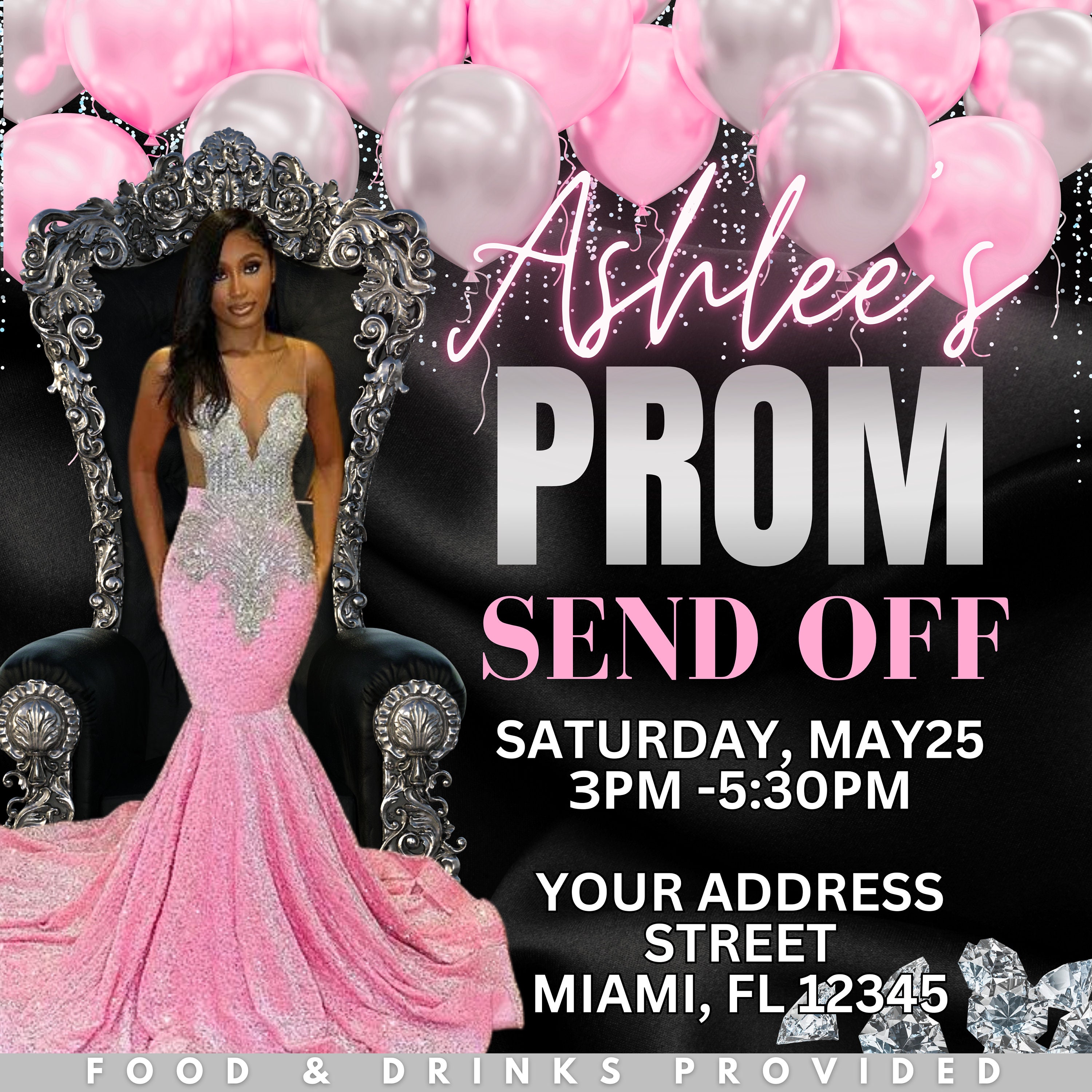 Prom Invitation, Prom Send off Flyer, Prom Invitation Flyer, Prom Flyer ...